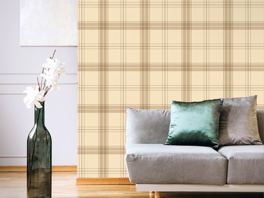 Textured Plaid Wallpaper, 3D Embossed Tartan Wallpaper, Wallcovering ...