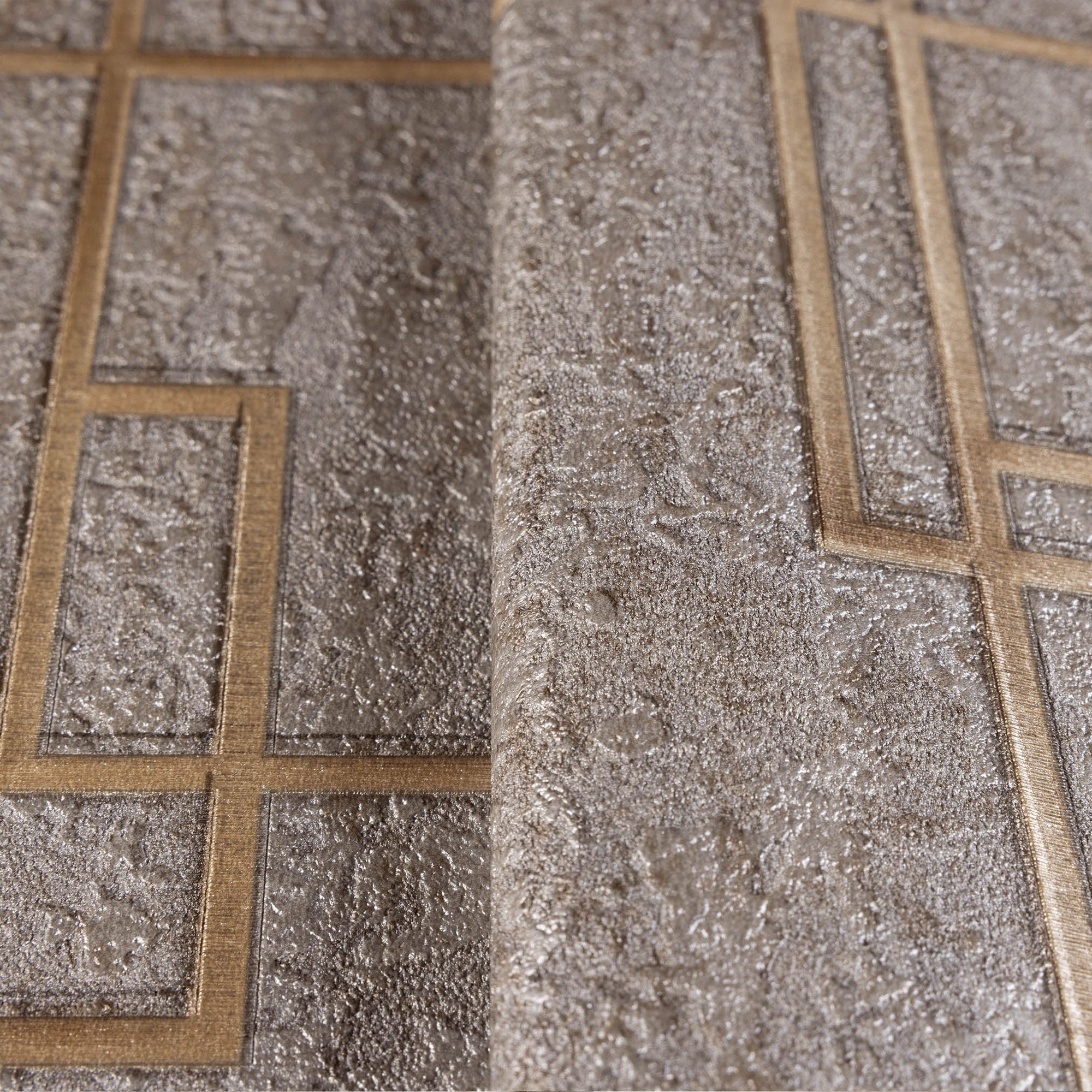Shiny Brown Gold Geometric Embossed Wallpaper, 3D Textured Lines ...