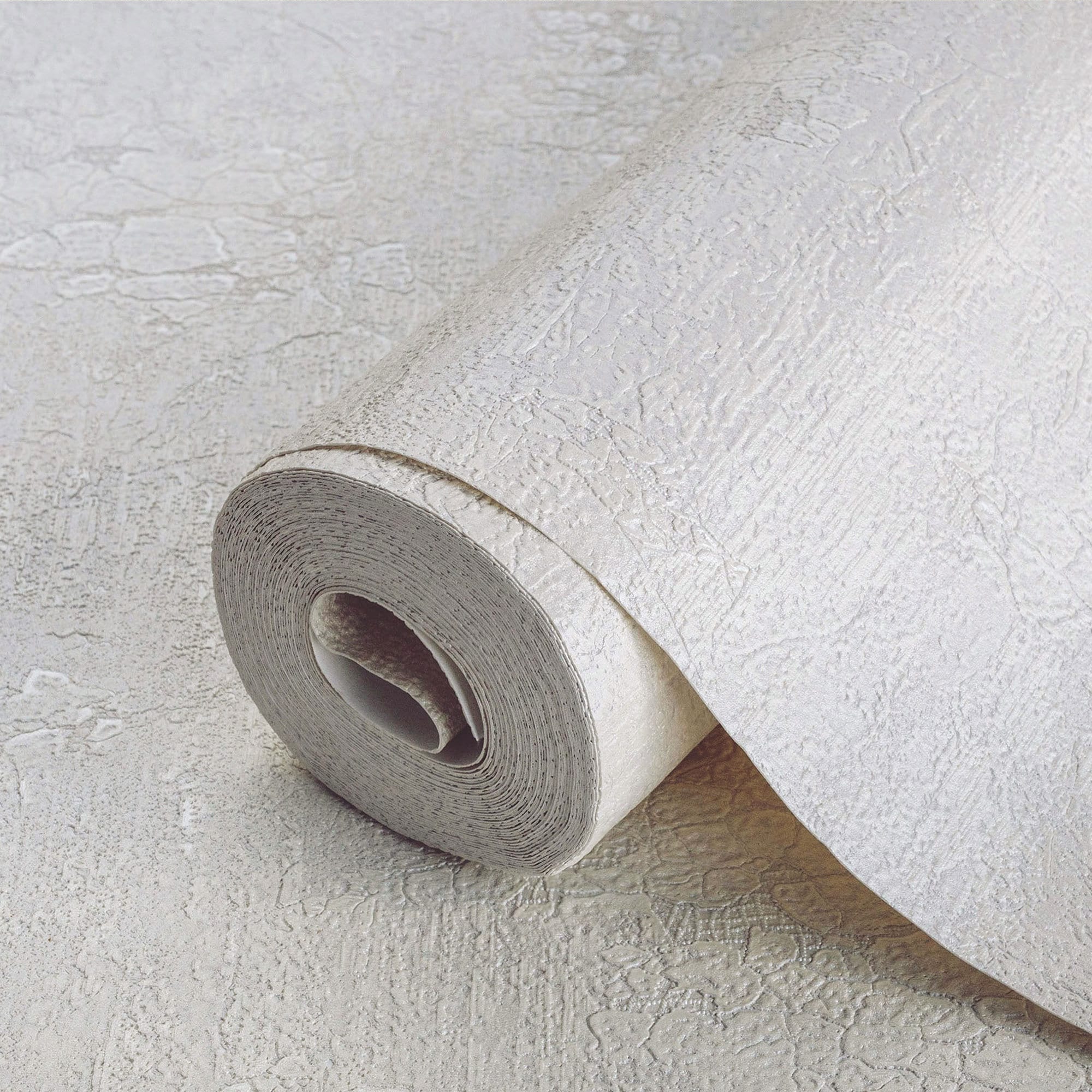 Modern White Embossed Wallpaper, Home Wall Decor, Aesthetic Wallpaper ...