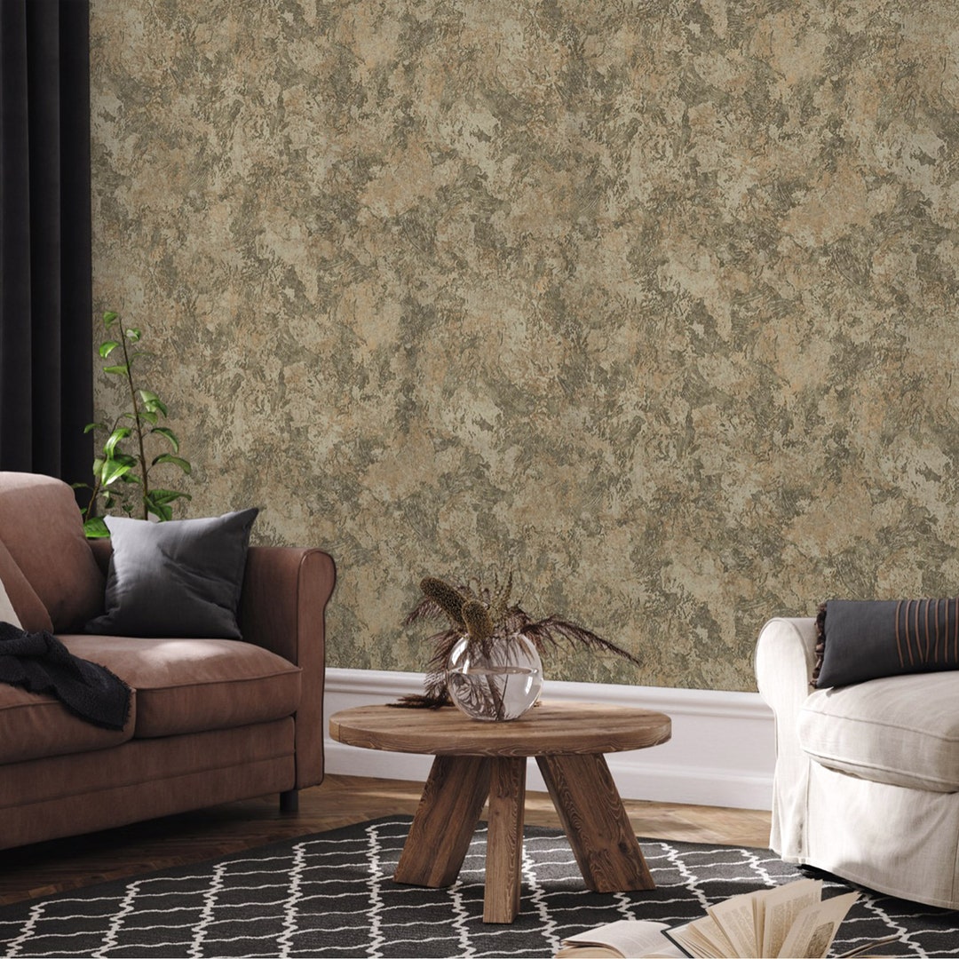 Gold Metallic Embossed Wallpaper, Textured Rustic 3D Wall Covering, Non ...