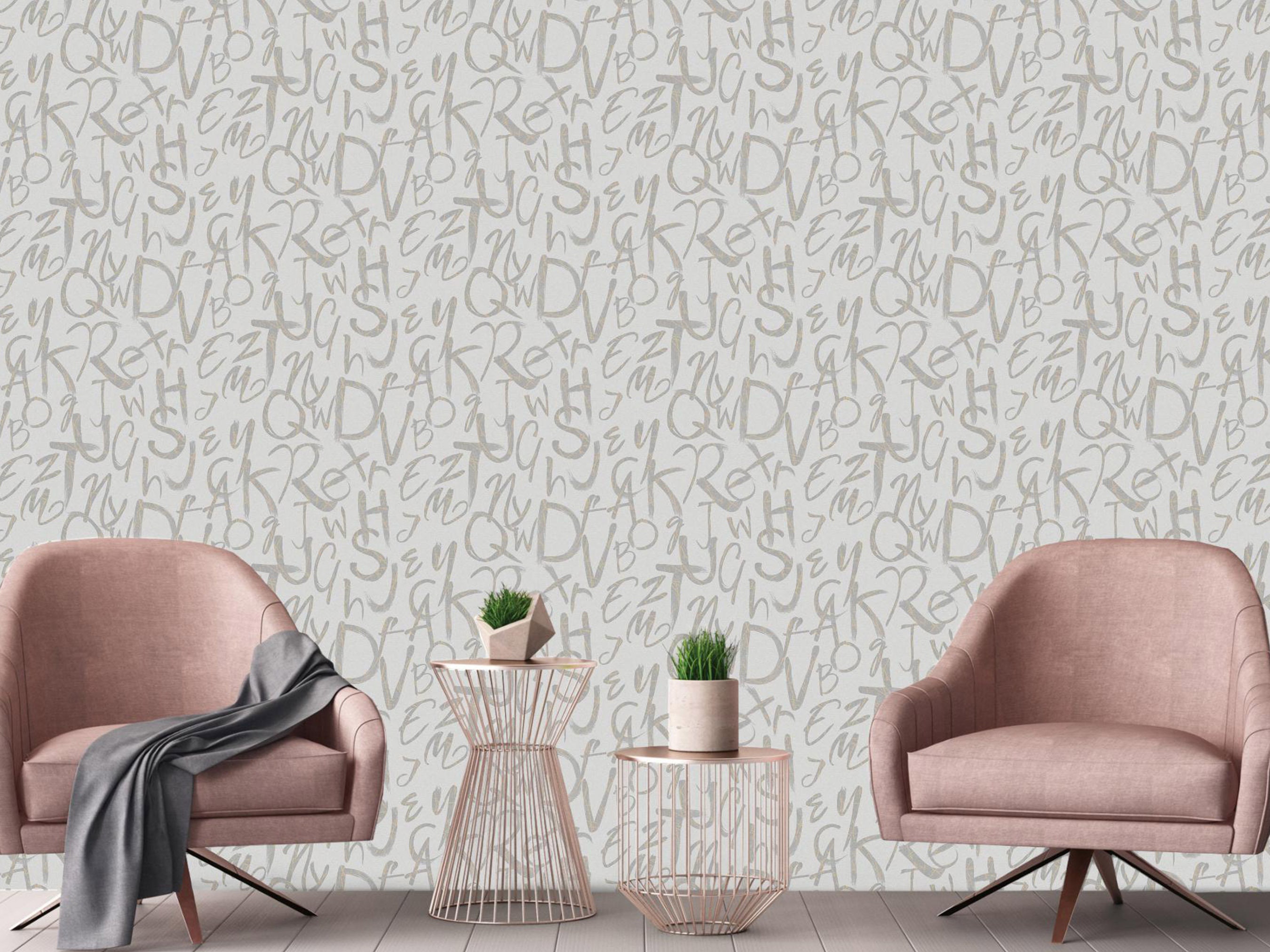 Modern Letters Wallpaper Rich Textured Wallcovering - Etsy