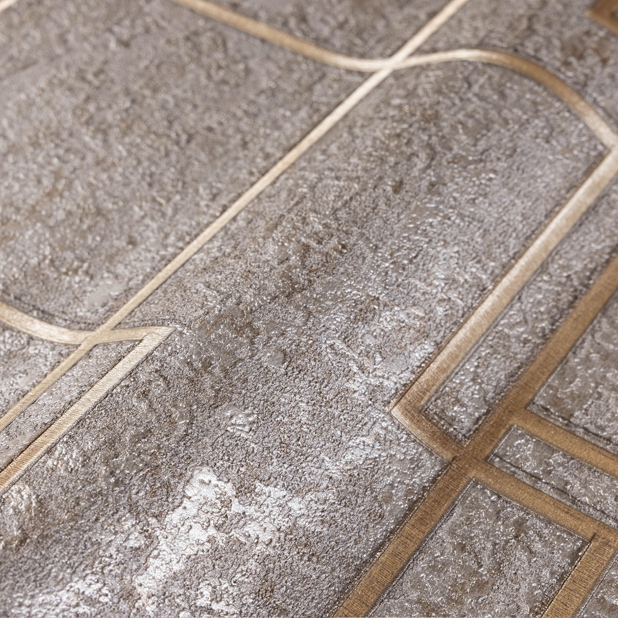 Shiny Brown Gold Geometric Embossed Wallpaper, 3D Textured Lines ...