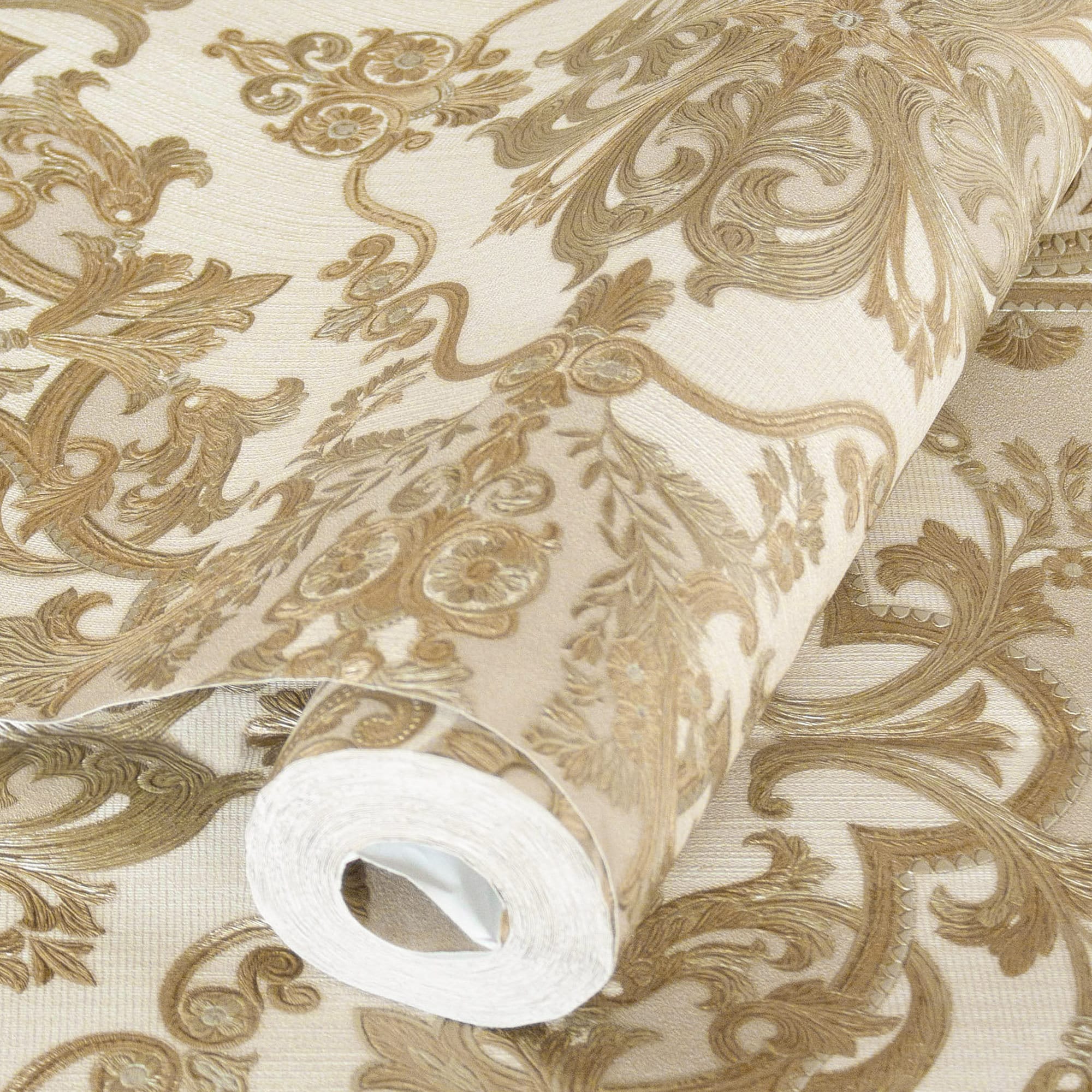 Luxury Gold Damask Embossed Wallpaper, Rich Textured Wallpaper, Extra ...