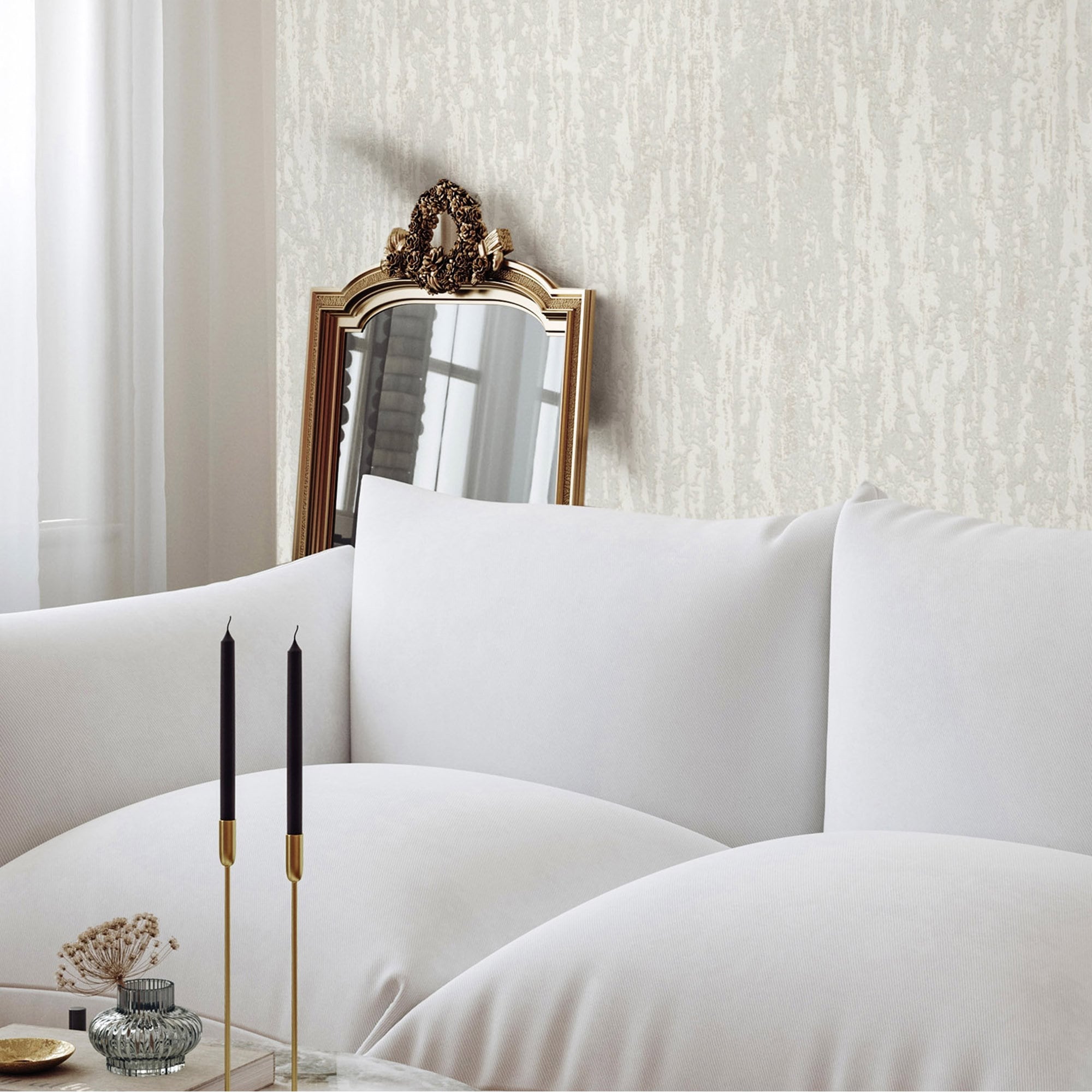 Modern White Silver Distressed Embossed Wallpaper, 3D Shiny Textured ...