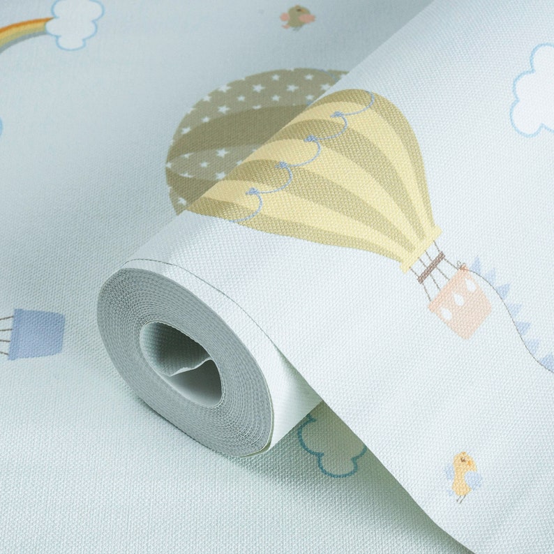 Boys Room Blue Wallpaper, Textured Hot Air Balloon Wallpaper, Boys ...