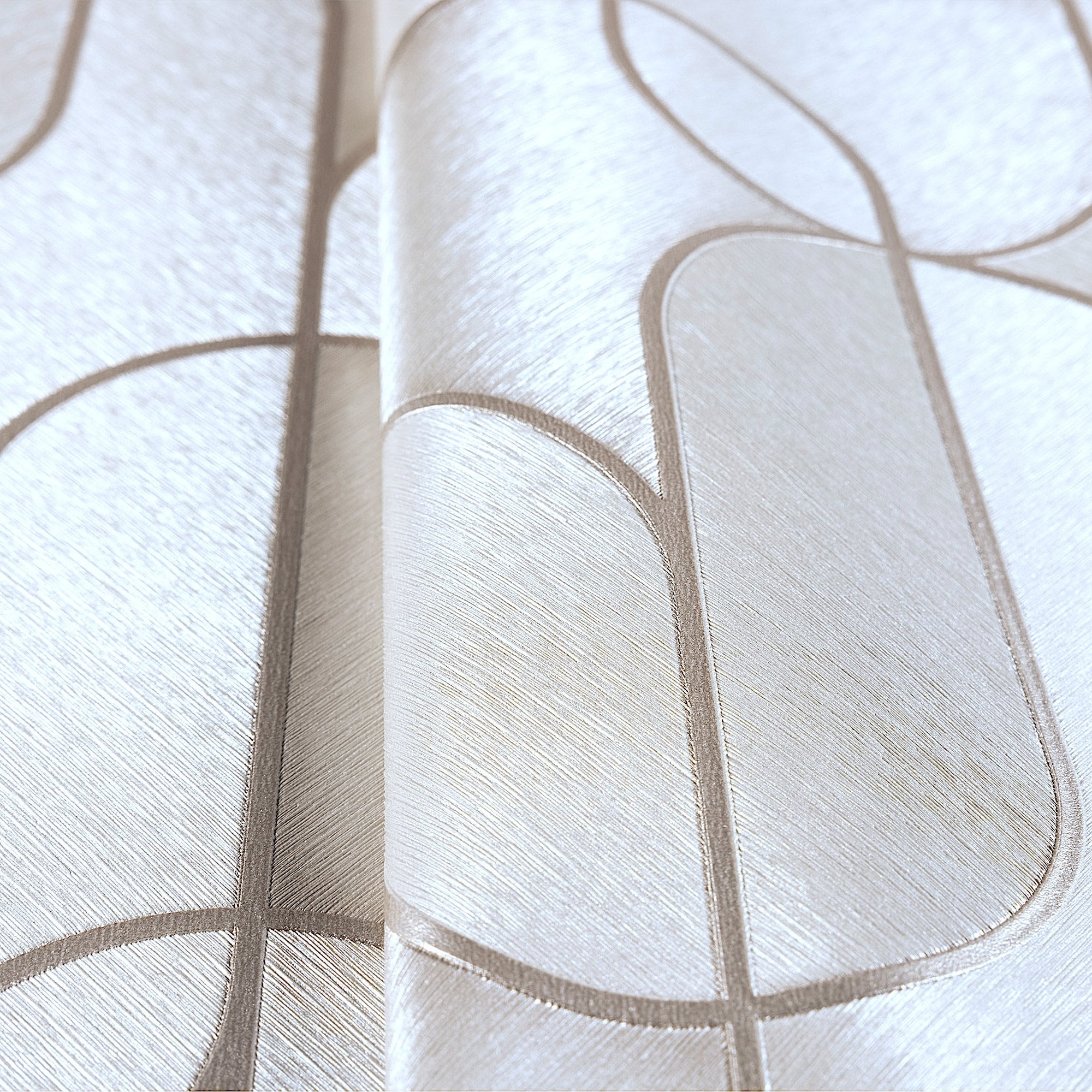 Geometric Ivory Shiny Gold Wallpaper, 3D Textured Wallcovering, Extra ...