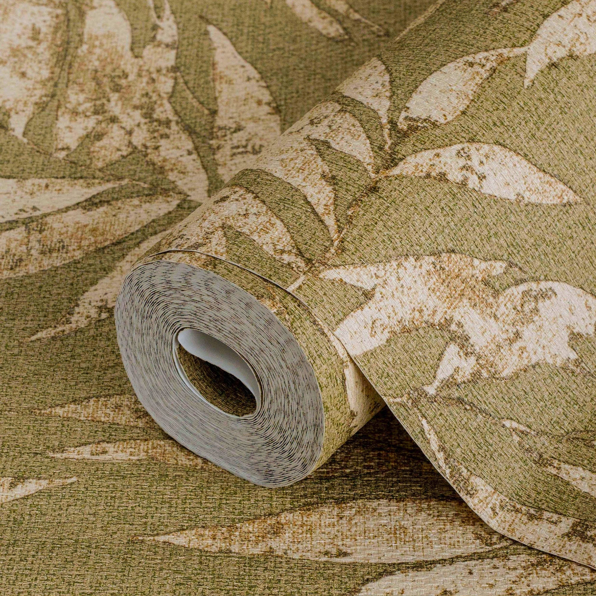 Dark Washed Leaves Embossed Wallpaper, Rich Textured Wallcovering ...
