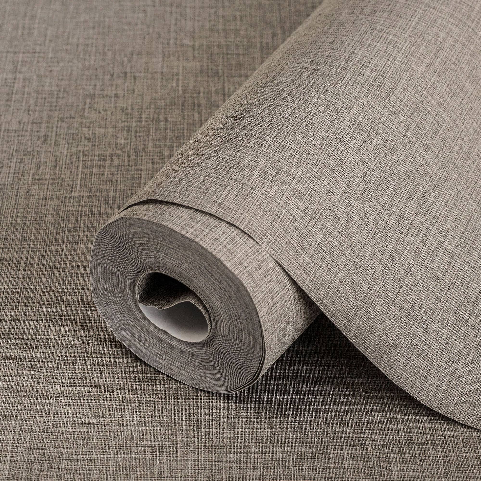 Luxury Fabric Effect Embossed Wallpaper, Dark Color Plain Textured 3D ...