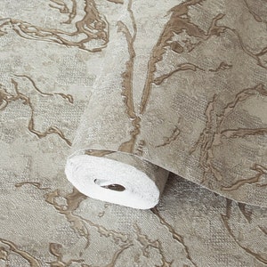 Stylish Abstract Embossed Textured Wallpaper, Cork Bronze Neutral Brown ...