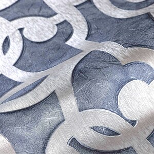 Modern Embossed Blue Pattern Wallpaper, Home Wall Decor, Aesthetic ...