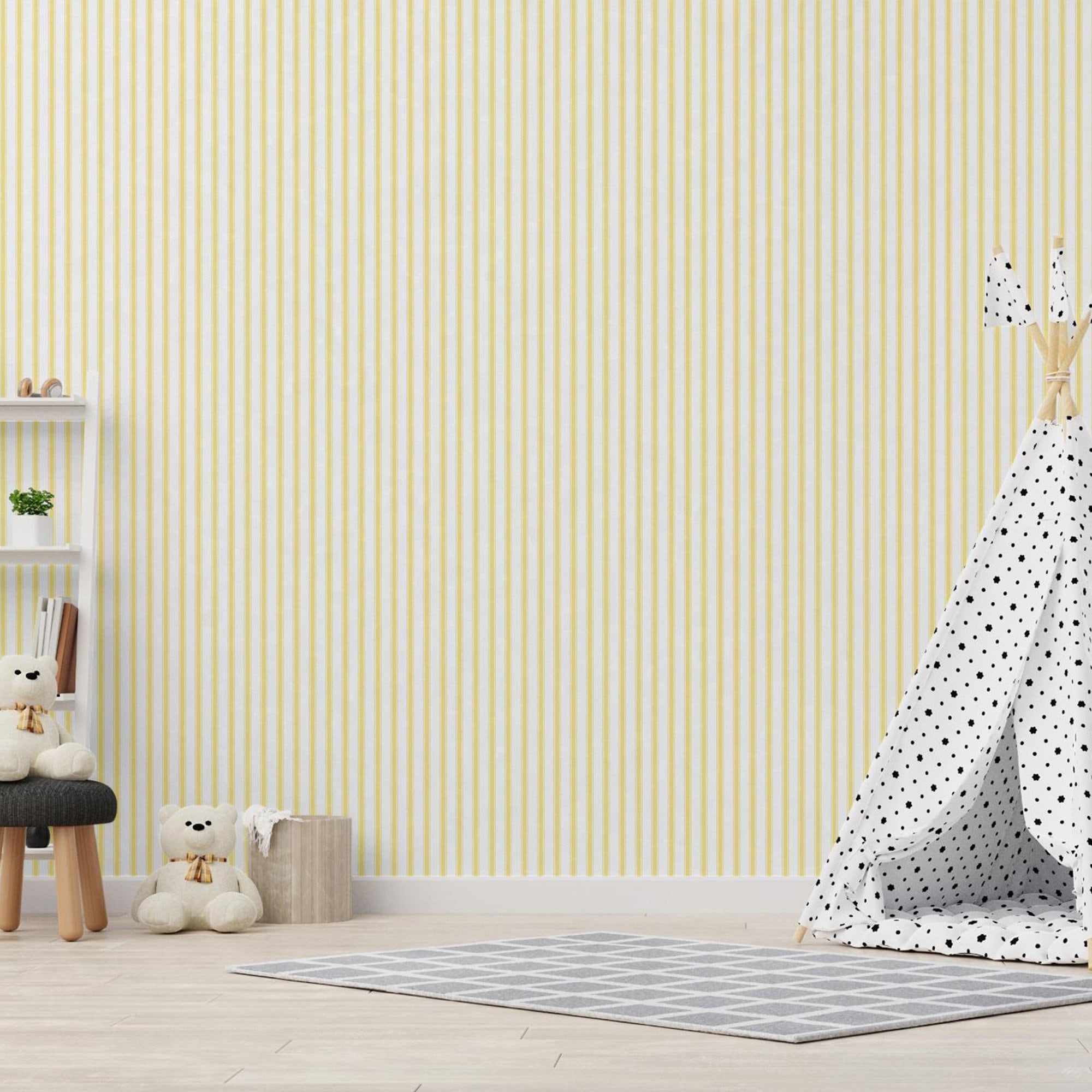 Kids Room Yellow Striped Wallpaper, Textured Wallpaper, Boys Girls Room ...