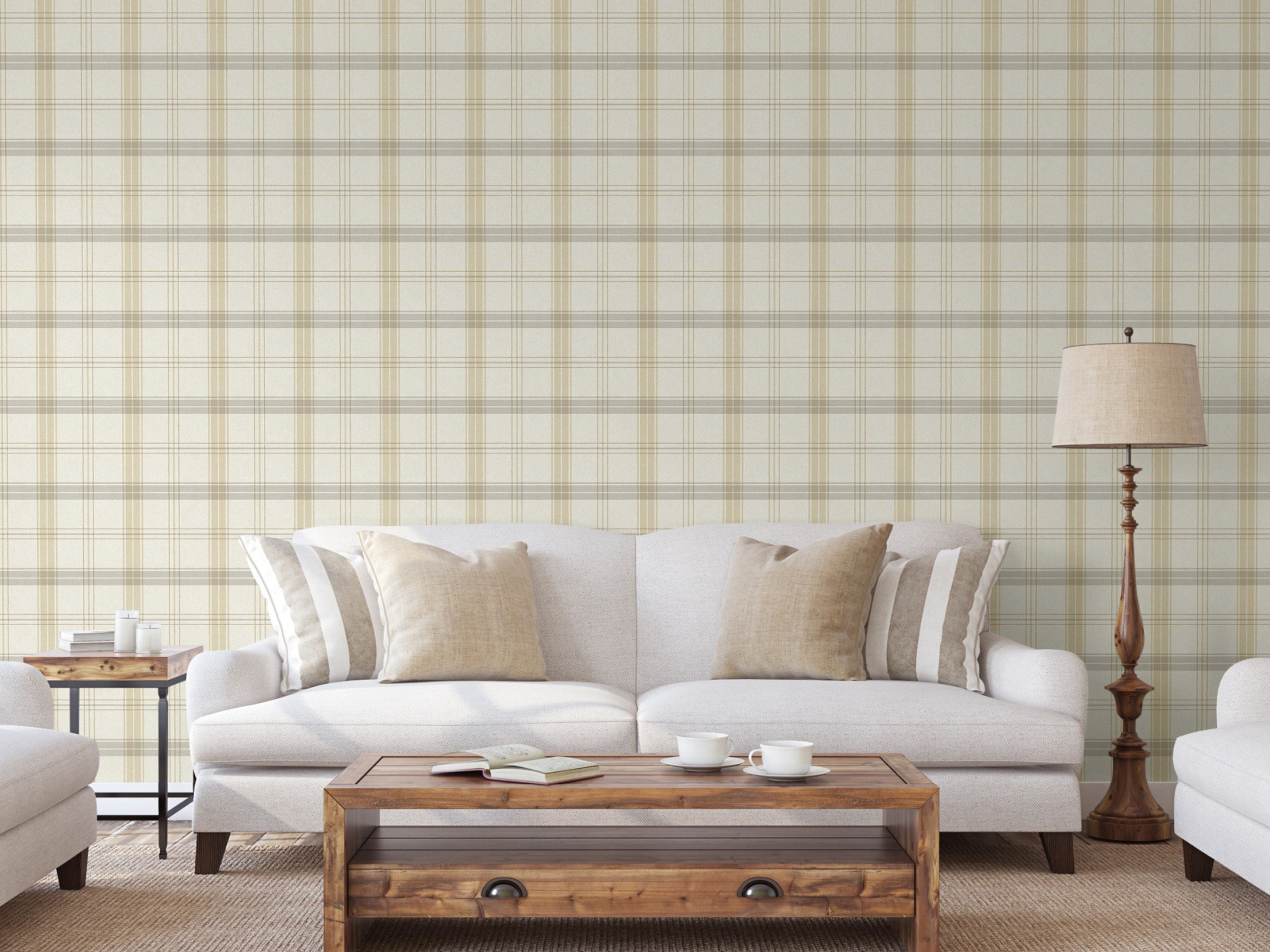Textured Plaid Wallpaper, 3D Embossed Tartan Wallpaper, Wallcovering ...