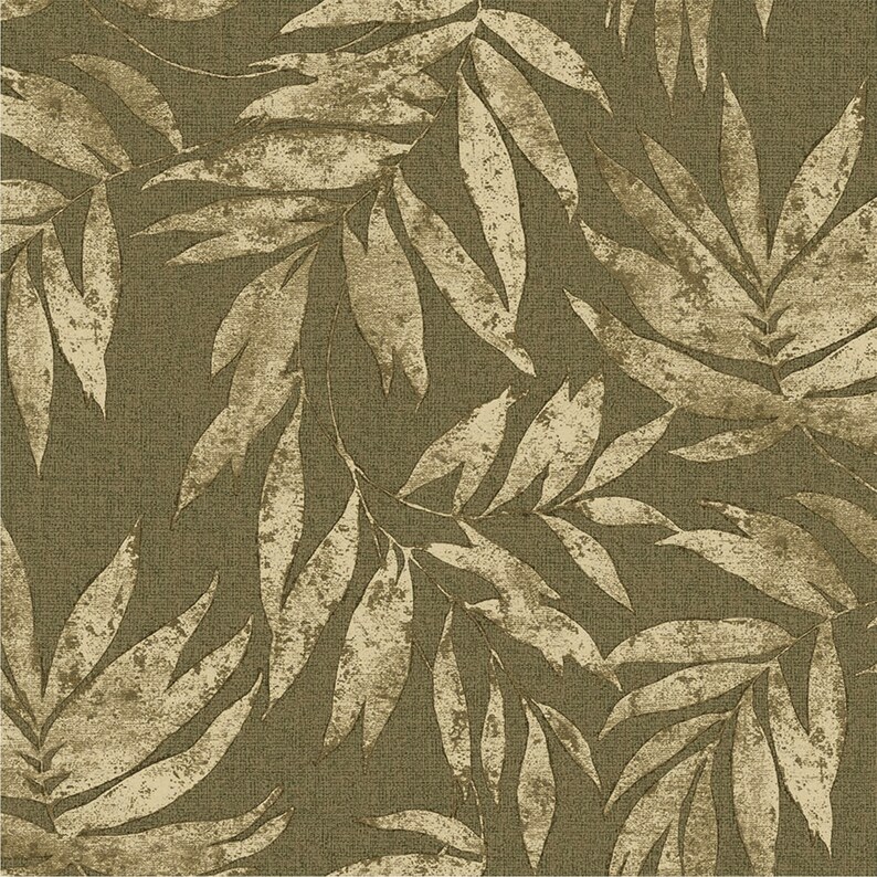 Dark Washed Leaves Embossed Wallpaper, Rich Textured Wallcovering ...
