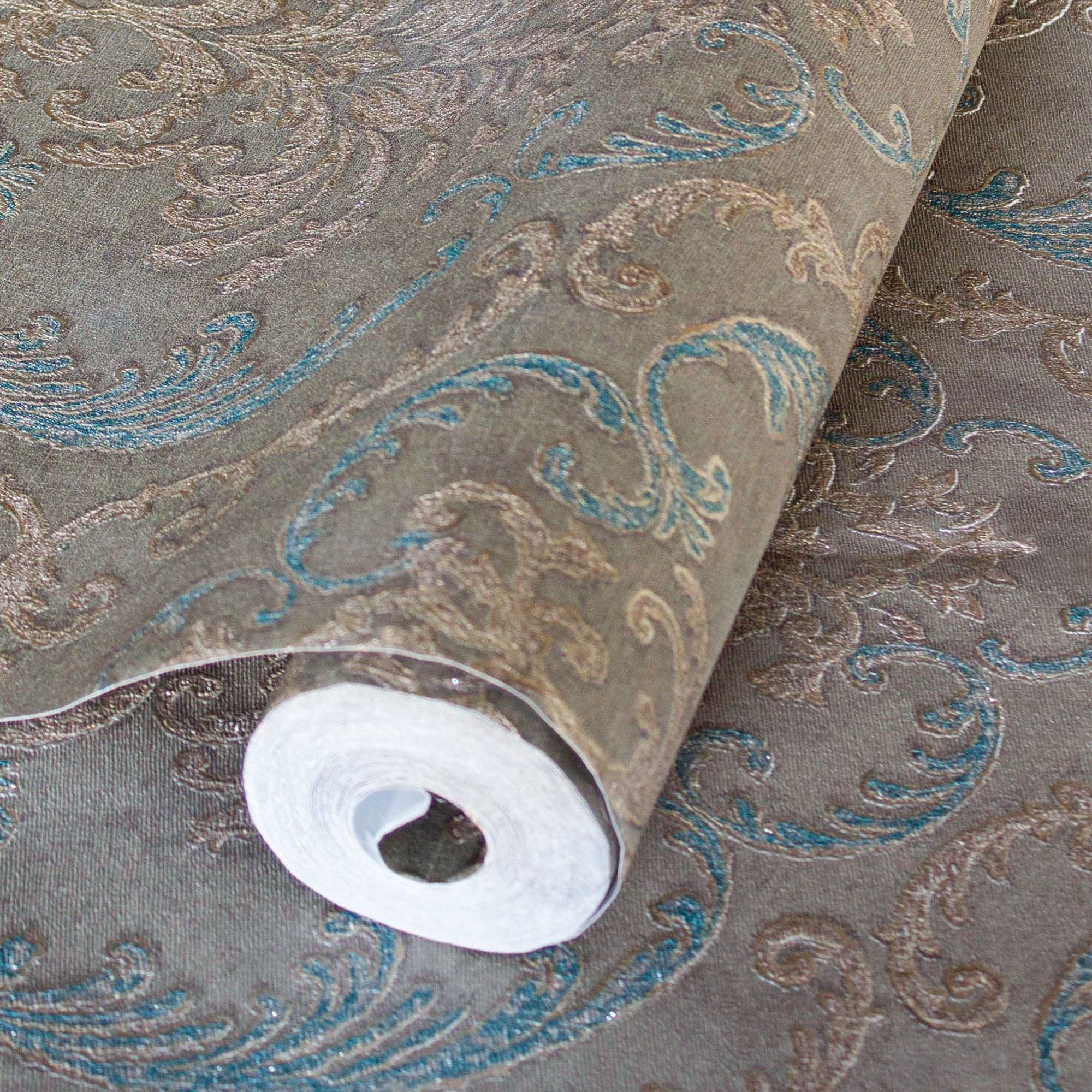 Dark Damask Deep Embossed Wallpaper, Extra Wide 114 Sq Ft Roll ...