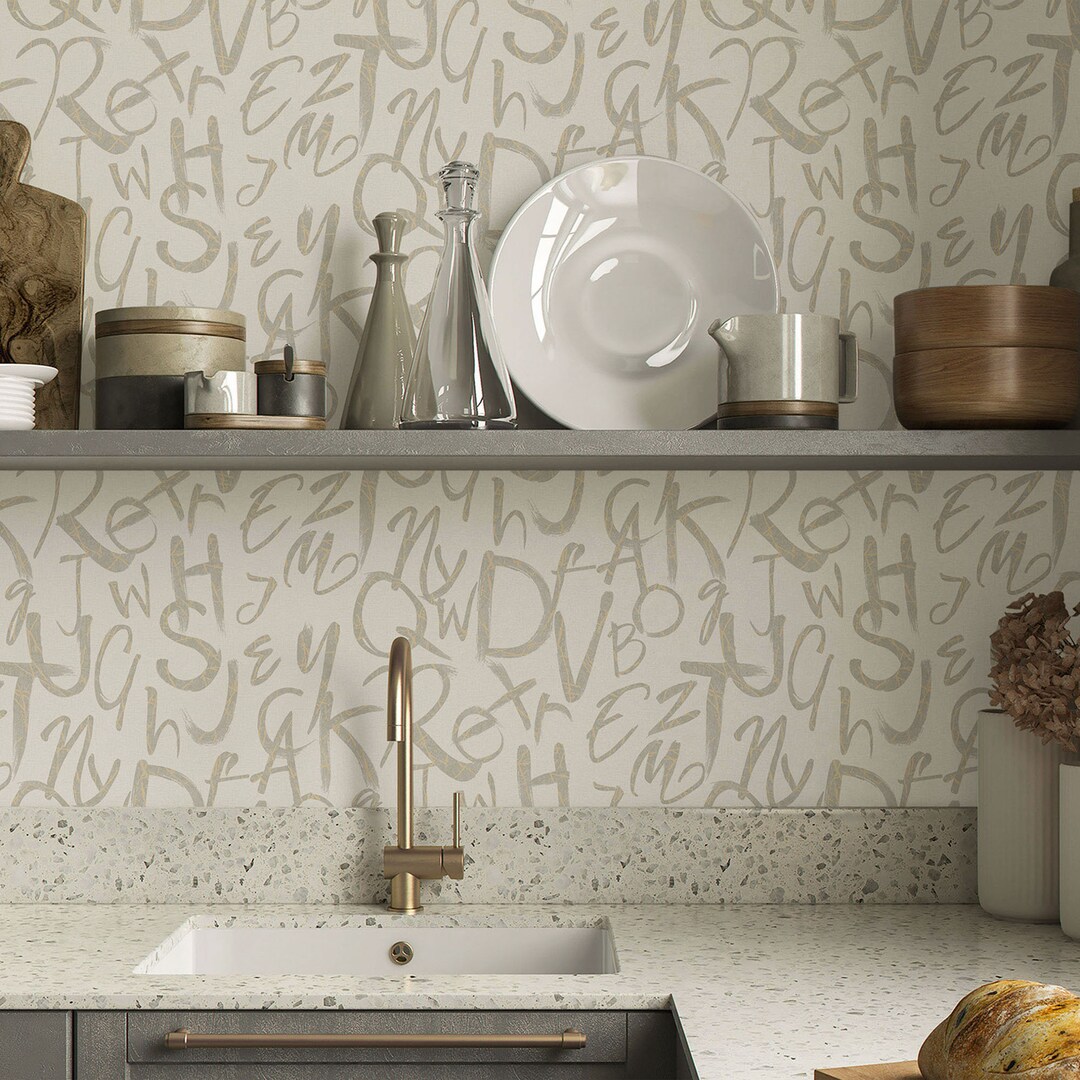 Modern Letters Wallpaper Rich Textured Wallcovering - Etsy