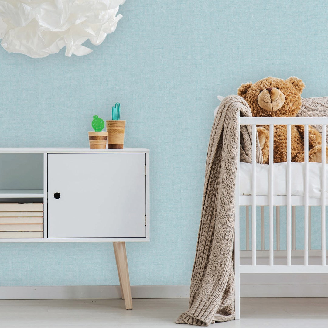 Kids Room Light Blue Textured Wallpaper, Boys Girls Bedroom Wallpaper ...