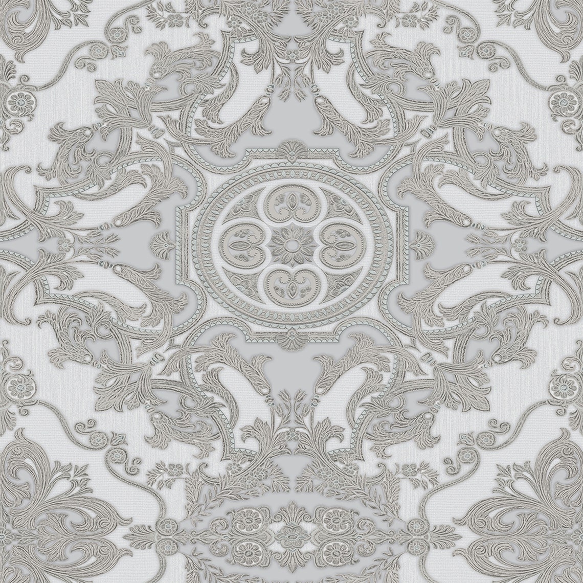 Luxury White Damask Embossed Wallpaper, Rich Textured Wallpaper, Extra ...