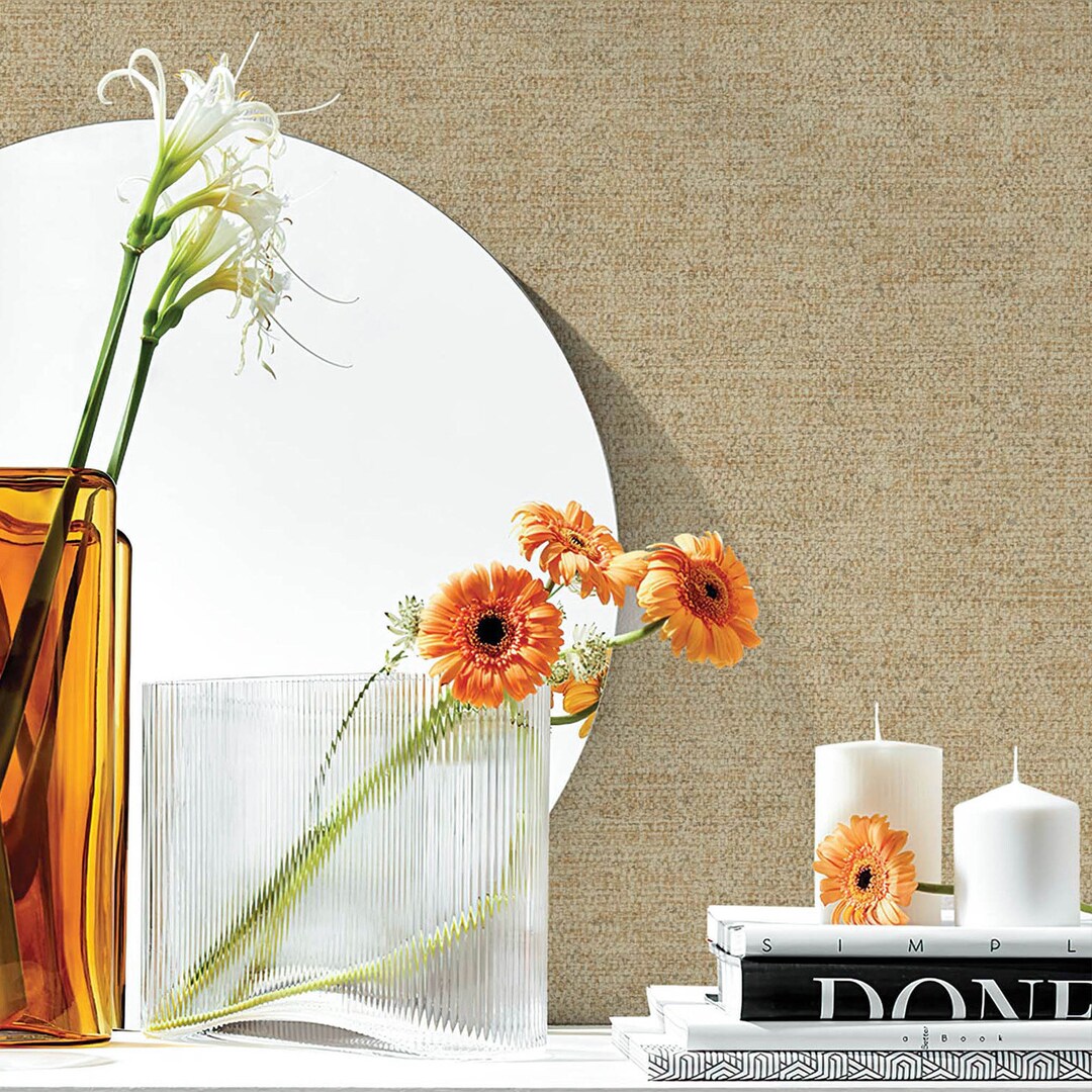 Light Brown Embossed Wallpaper, Home Wall Decor, Aesthetic Wallpaper ...