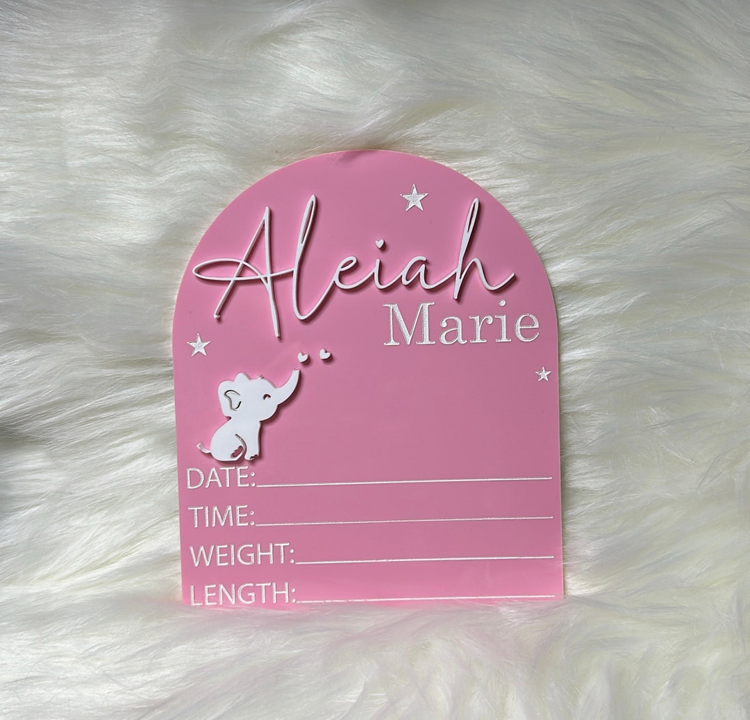 Personalized Elephant Birth Announcement With Hospital Stats Elephant ...