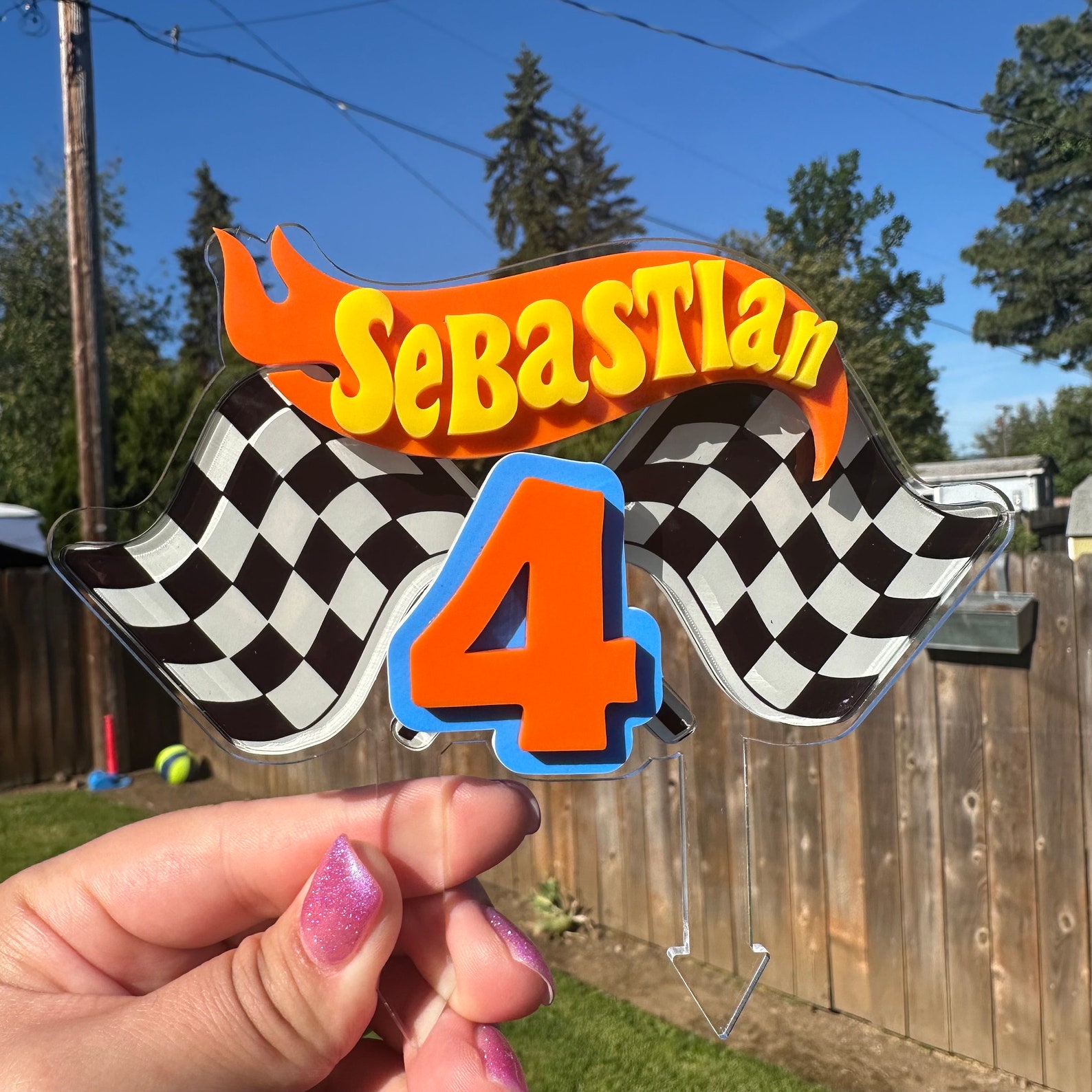 Race Car Cake Topper Hot Wheels Inspired Cake Topper Acrylic Cake ...