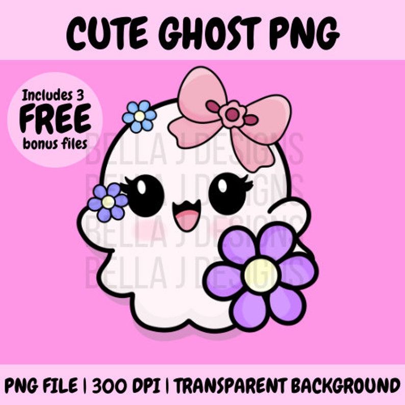 Cute Ghost Digital Download Cute Ghost 4 Pngs Halloween PNG Kawaii ...
