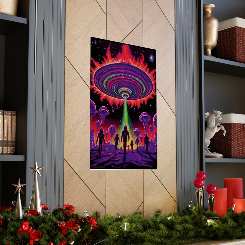 Trippy Blacklight Alien Abduction Poster - Etsy