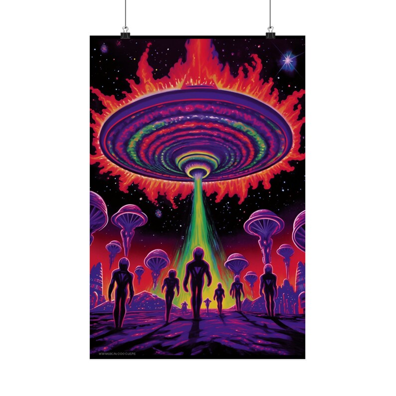 Trippy Blacklight Alien Abduction Poster - Etsy