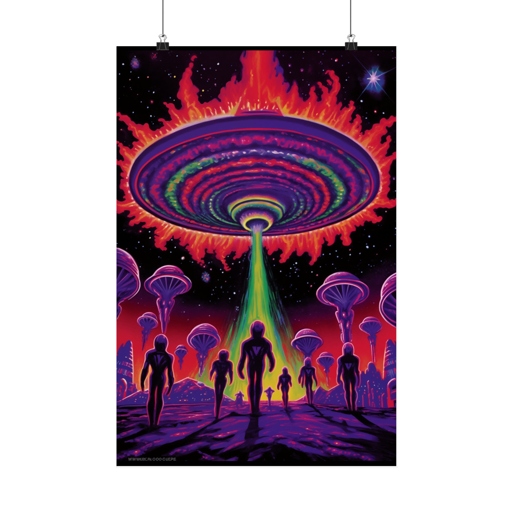 Trippy Blacklight Alien Abduction Poster - Etsy