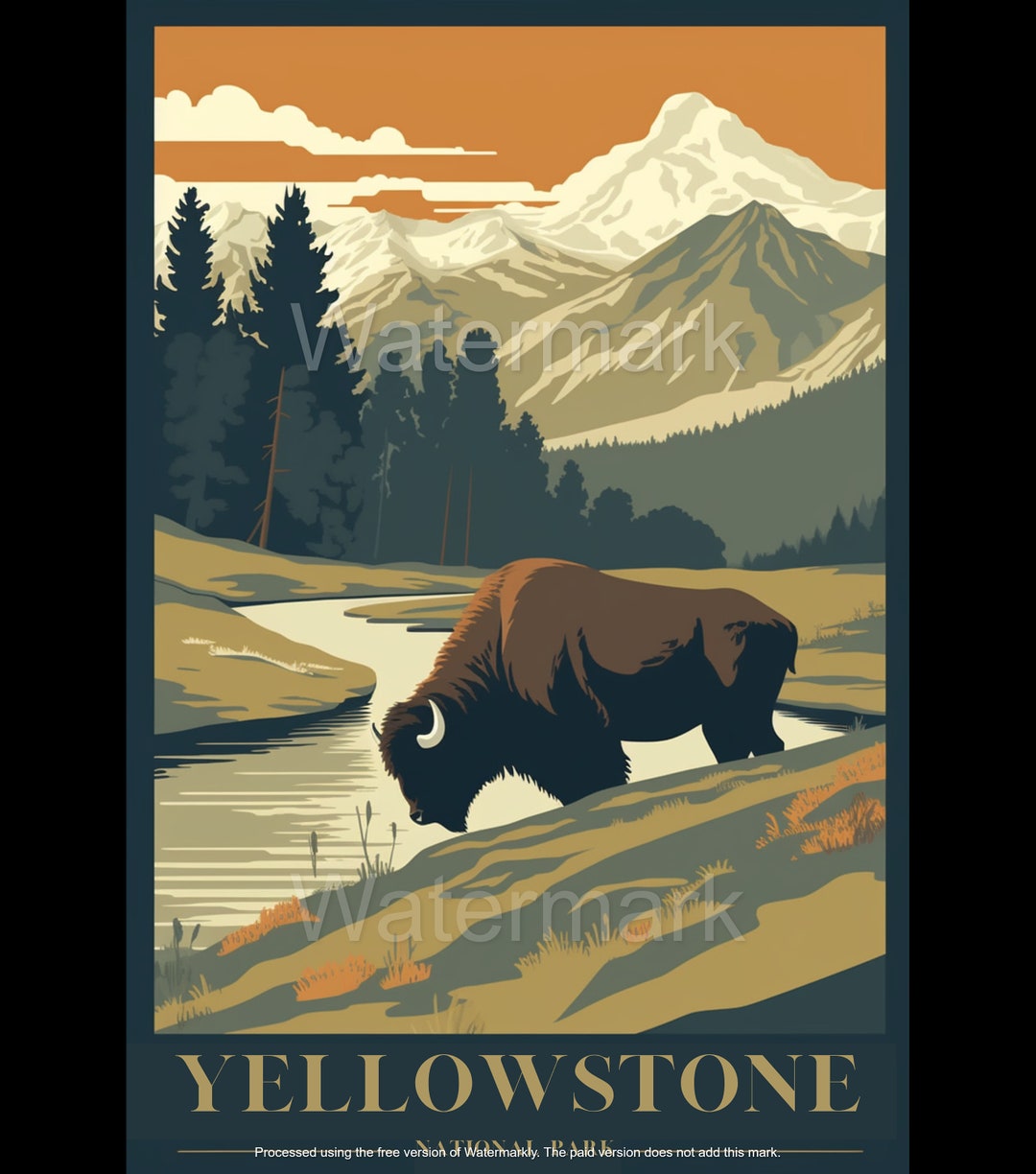 Yellowstone National Park Poster-digital Download, Original Art ...
