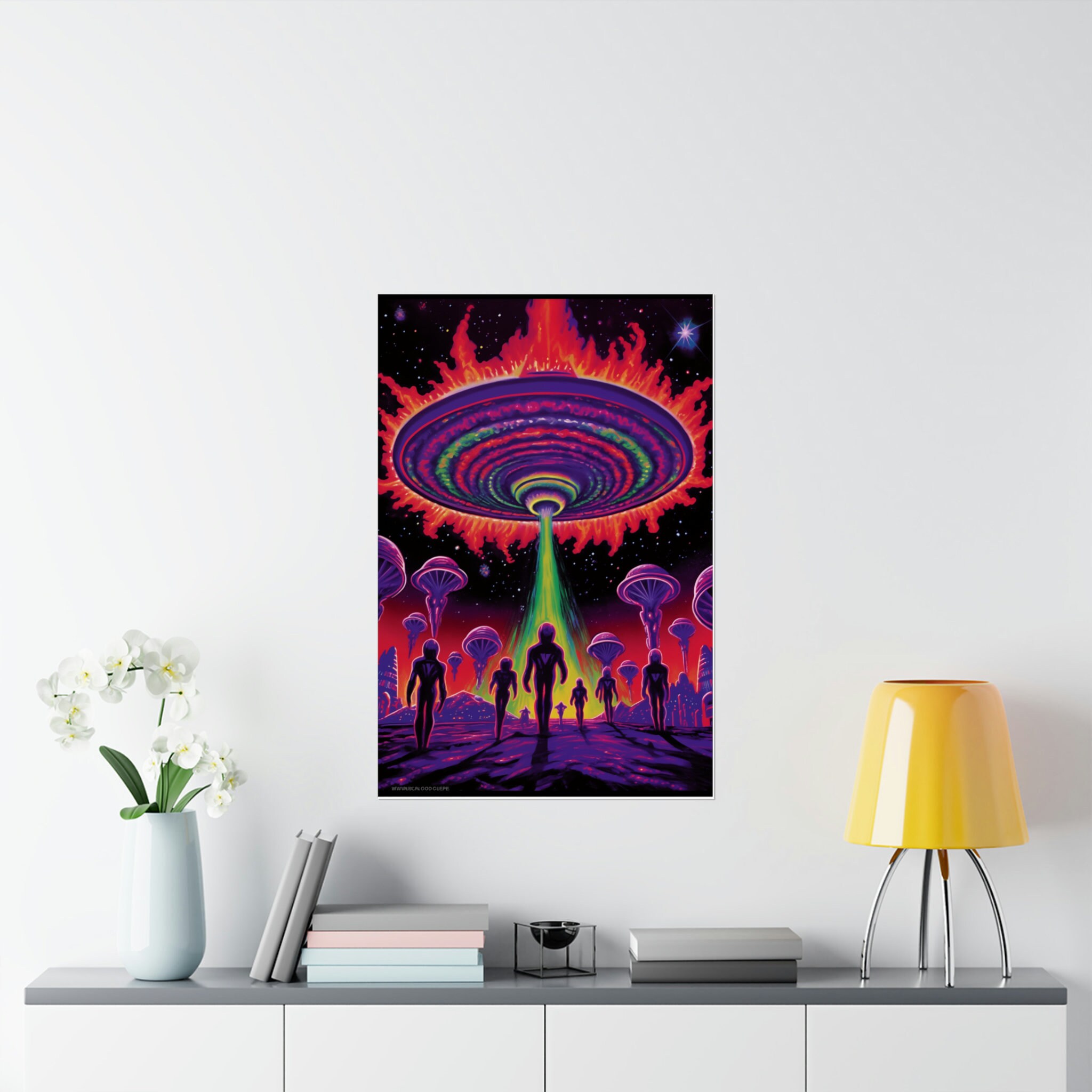 Trippy Blacklight Alien Abduction Poster - Etsy
