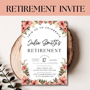 Floral Editable Retirement Party Invitation, Retired Invite, for Woman ...