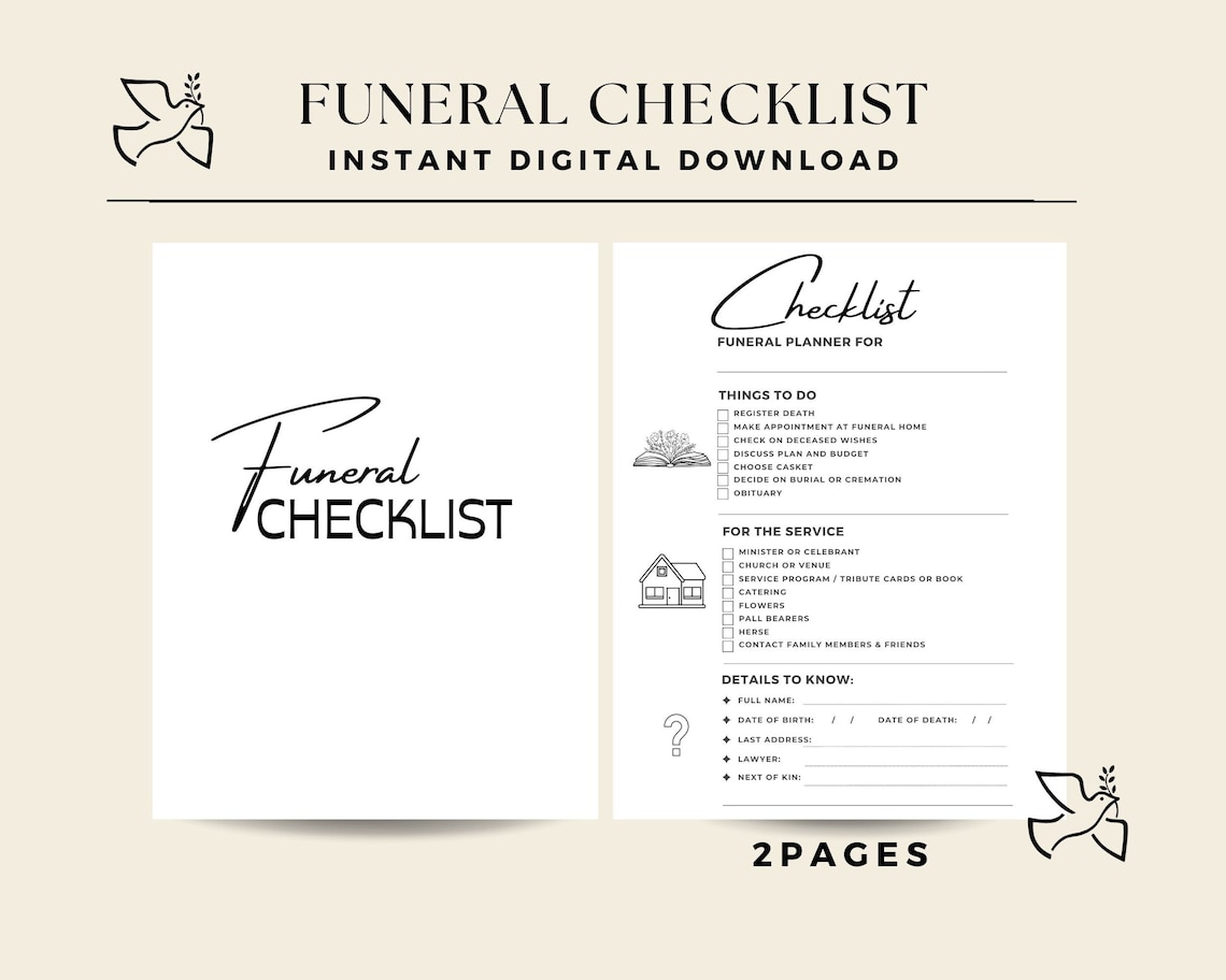 Minimalist Funeral Checklist for Organizing Family Funerals ...