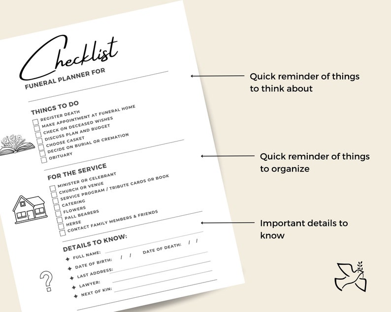 Minimalist Funeral Planner Bundle for Organizing Family Funerals ...