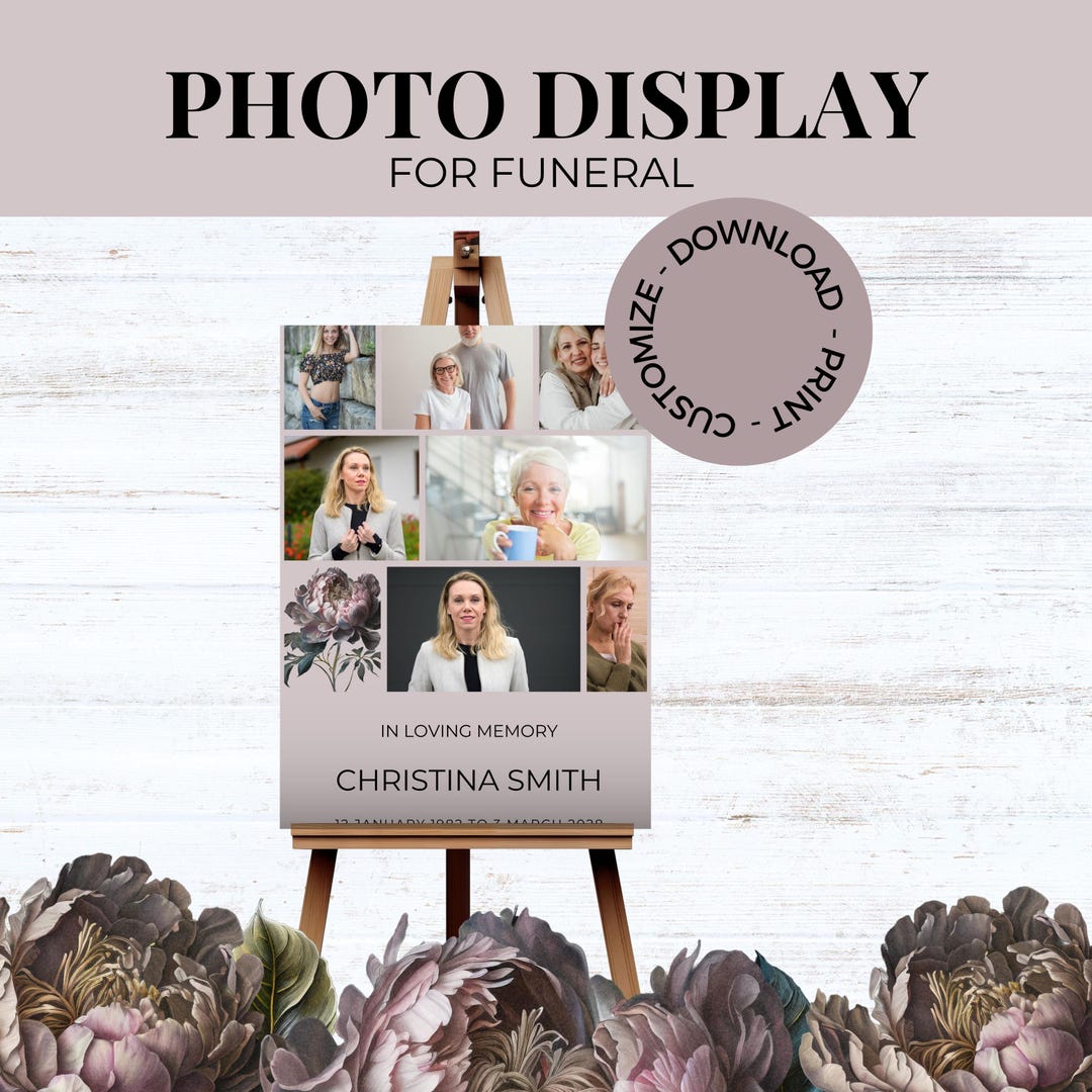 Custom Funeral Photo Board Template, Funeral Service Memorial Photo ...