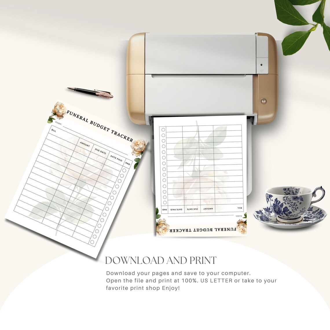 Simple Funeral Budget Tracker, Printable Bereavement Expense Payment ...
