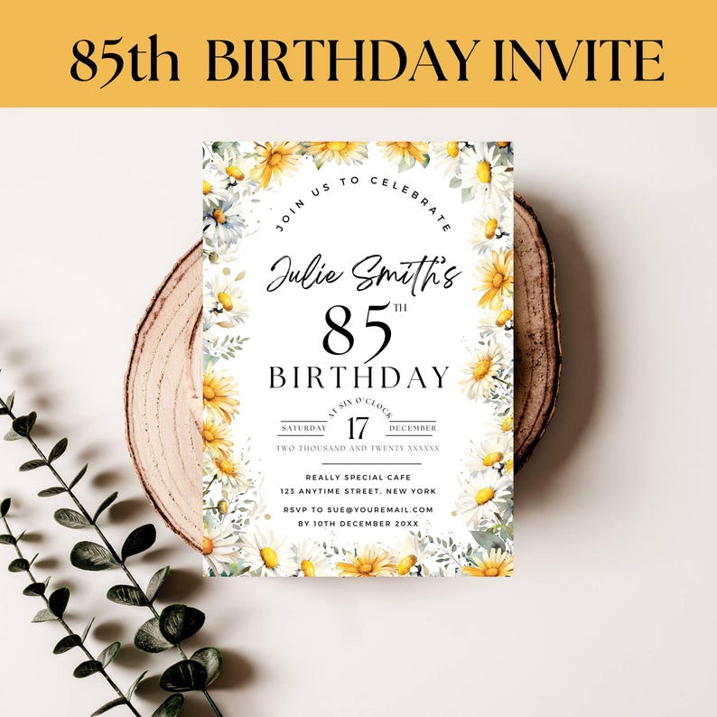 Customized Happy 85th Birthday Invite, 85th Birthday Invitation ...