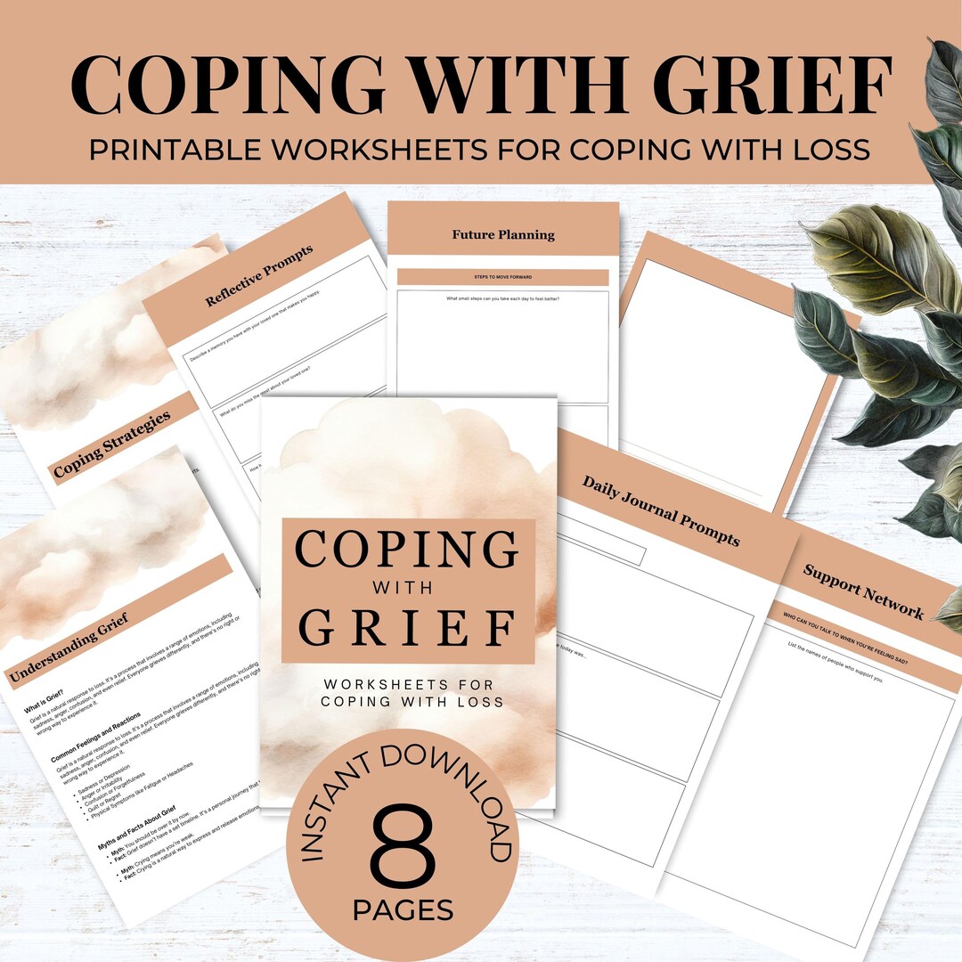 Grief Worksheets for Adults, Managing Grief and Loss, Coping With Grief Printable Workbook for ...