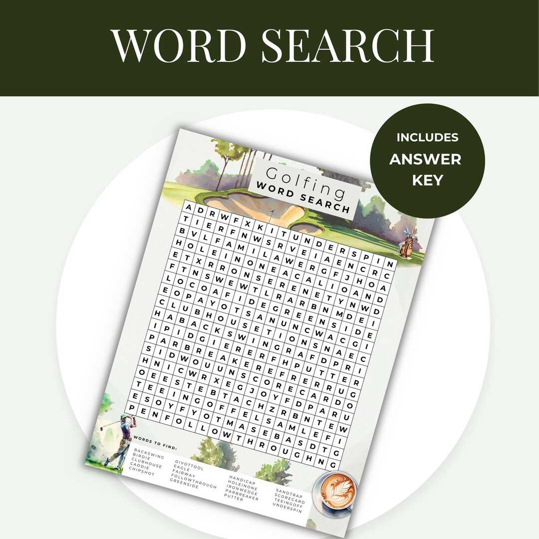 Golf Word Search, Challenging Puzzle, Activity for Seniors, Fun ...