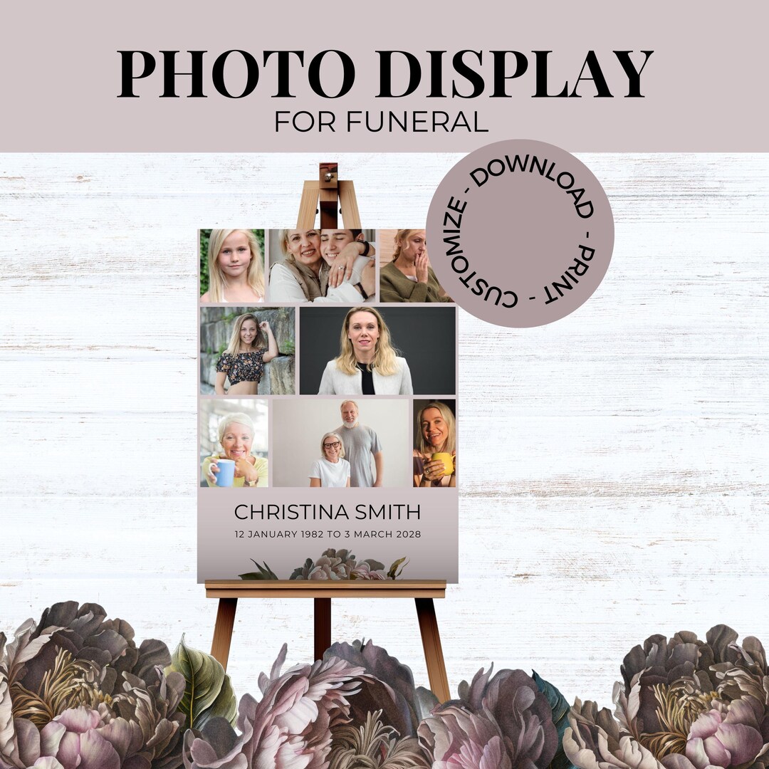 Funeral Service Memorial Photo Board, Custom Funeral Photo Board ...