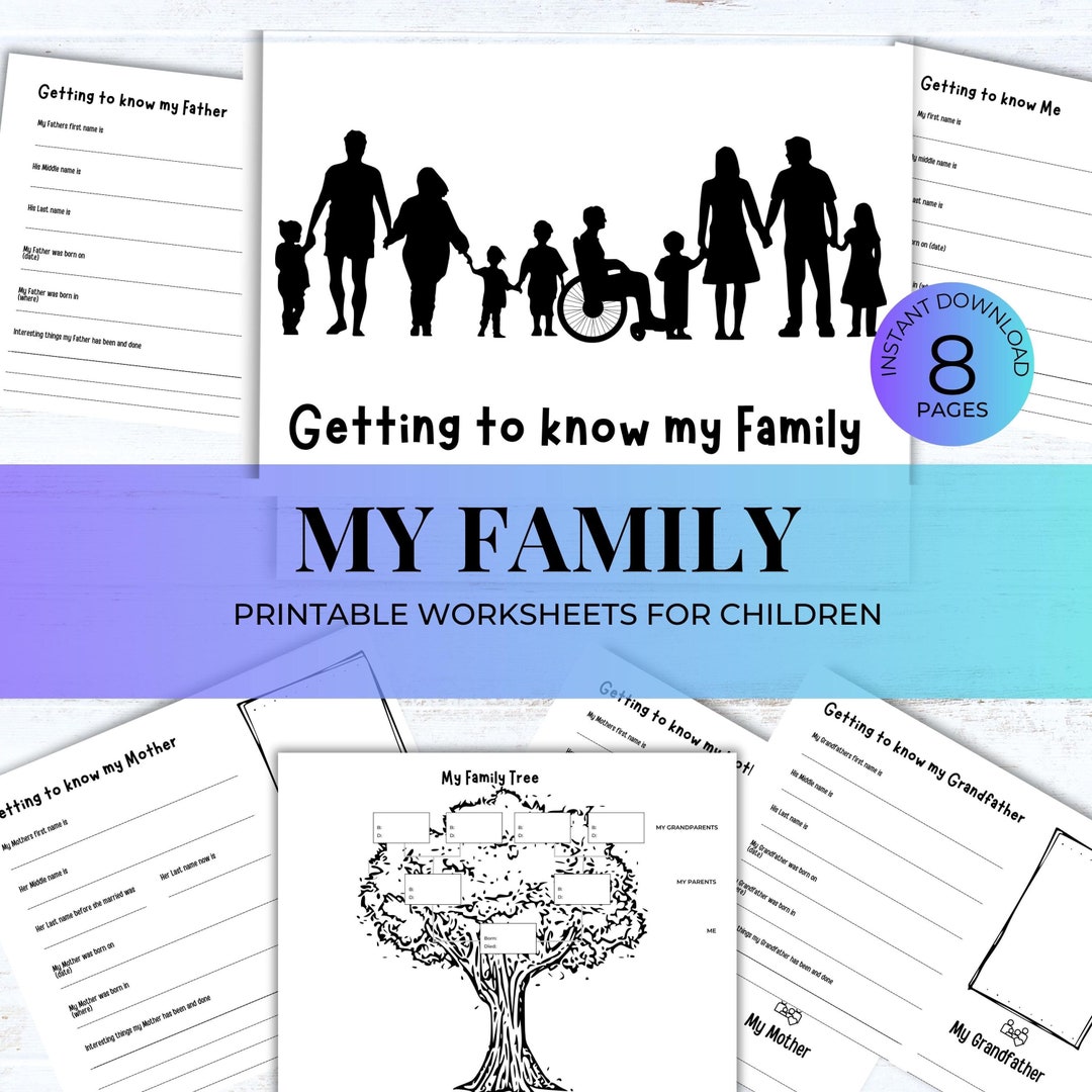 Get to Know Your Family Worksheet, Family Tree for Kids, Grandparents ...
