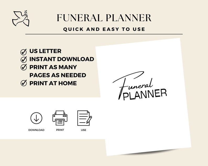 Minimalist Funeral Planner Bundle for Organizing Family Funerals ...