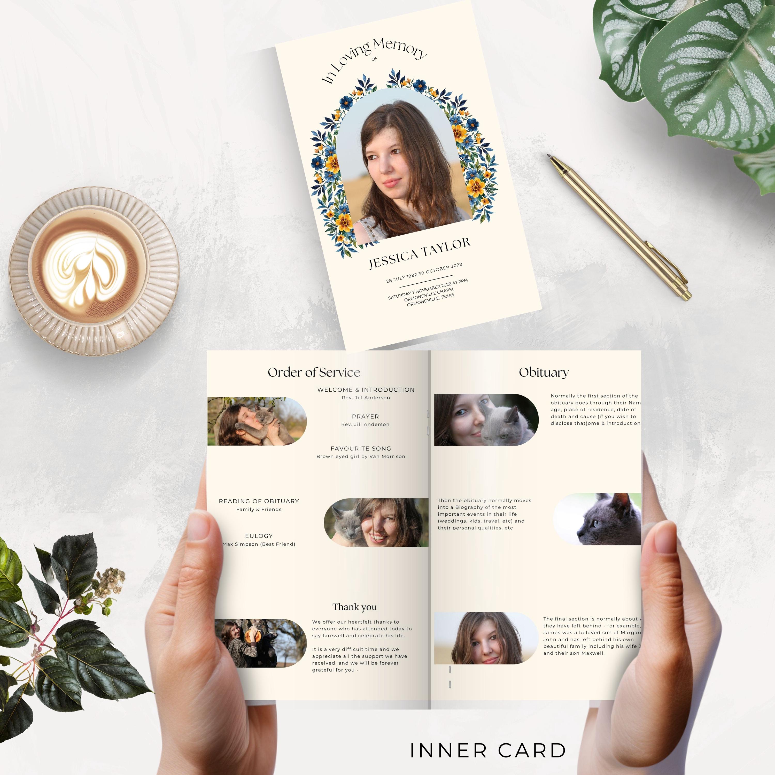 Mexican Talavera Funeral Program Template, Blue Floral Celebration of ...
