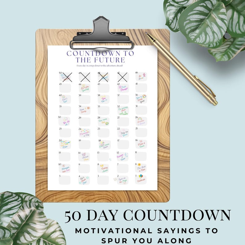 50 Day Countdown, Motivational Calendar, Gift for Retiree, Teacher ...