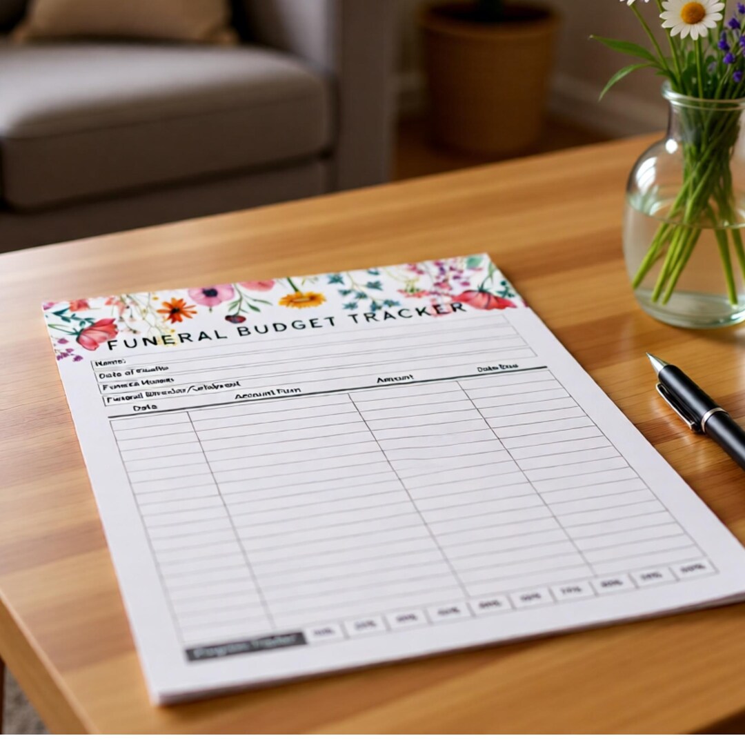 Funeral Budget Tracker, Simple Bereavement Cost Organizer, Expense ...