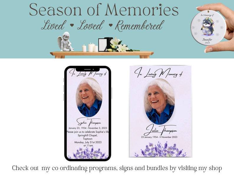 Editable Funeral Program Template, Personalized Purple Order of Service ...