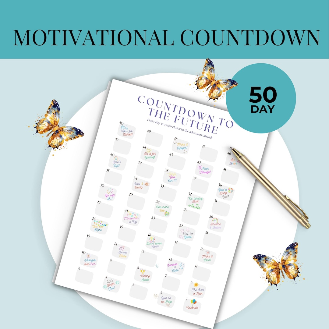 50 Day Countdown, Motivational Calendar, Gift for Retiree, Teacher ...