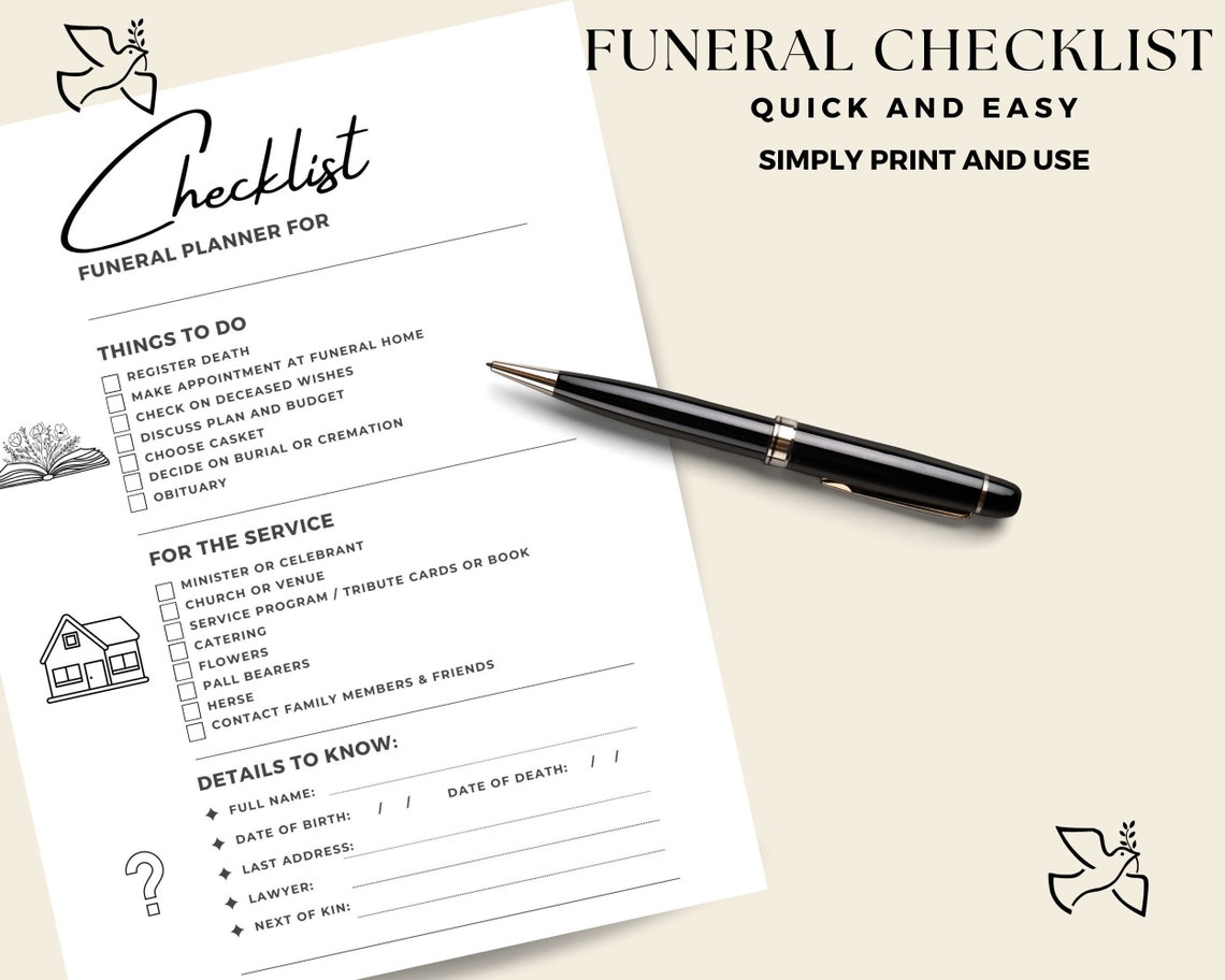 Minimalist Funeral Checklist for Organizing Family Funerals ...