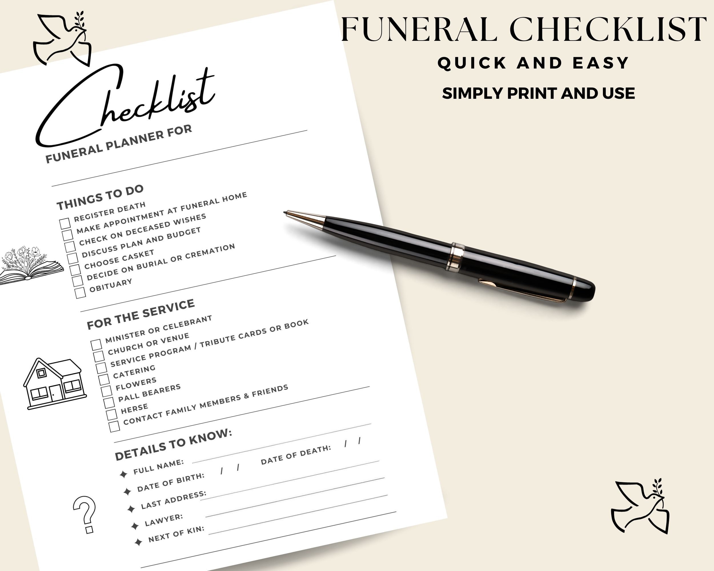 Minimalist Funeral Checklist for Organizing Family Funerals ...