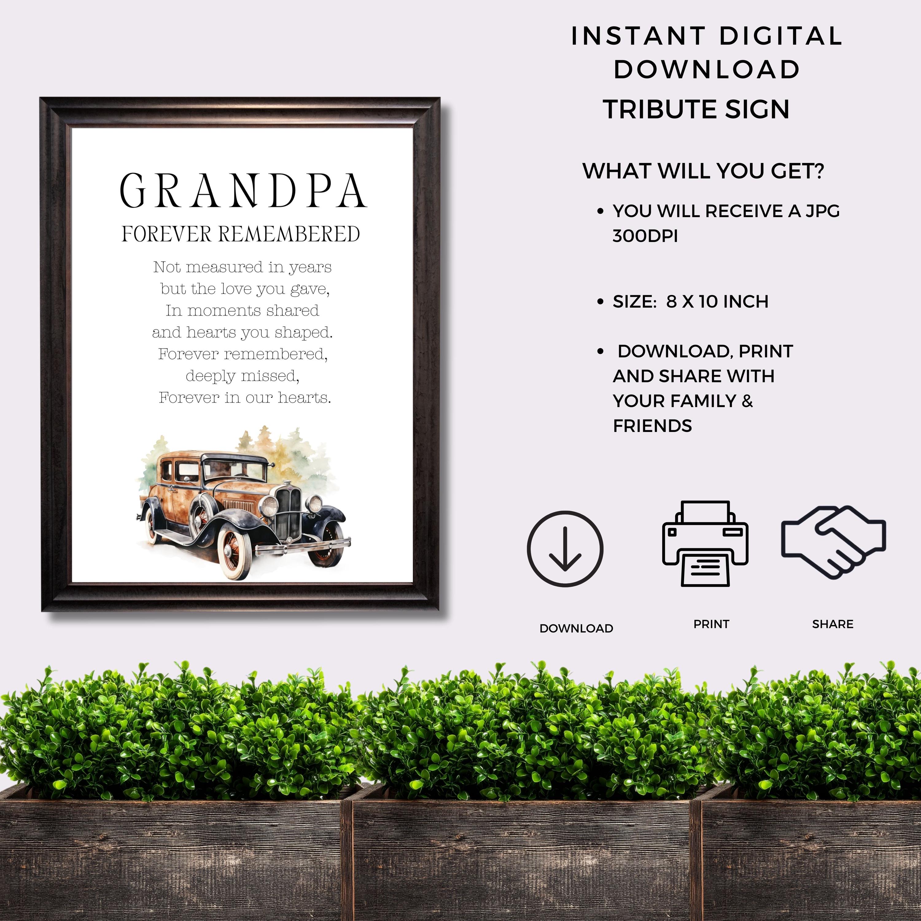 Grandpa Forever Remembered Tribute Sign, Remembrance for Grandpa ...