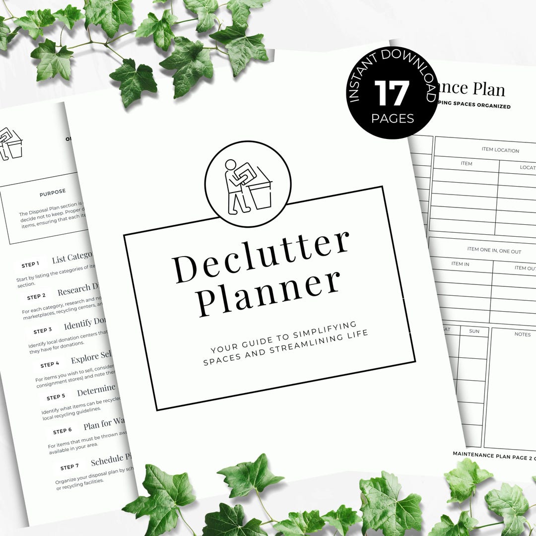 Simple Printable Declutter Planner, Organizing Your Home, Garage or ...